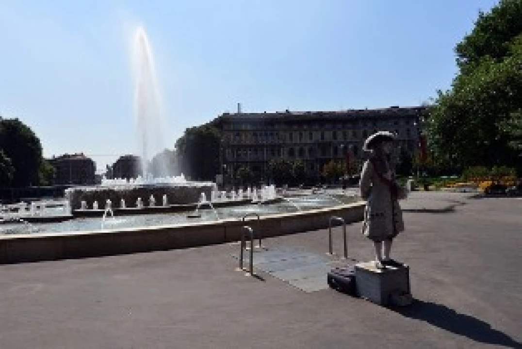 Drinking water from an Invisible Fountain. In Italy